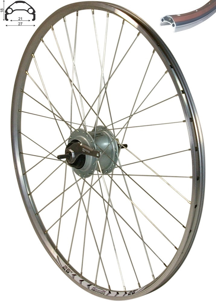 REDONDO 26 inch rear wheel silver hollow chamber rim with Shimano Nexu ...