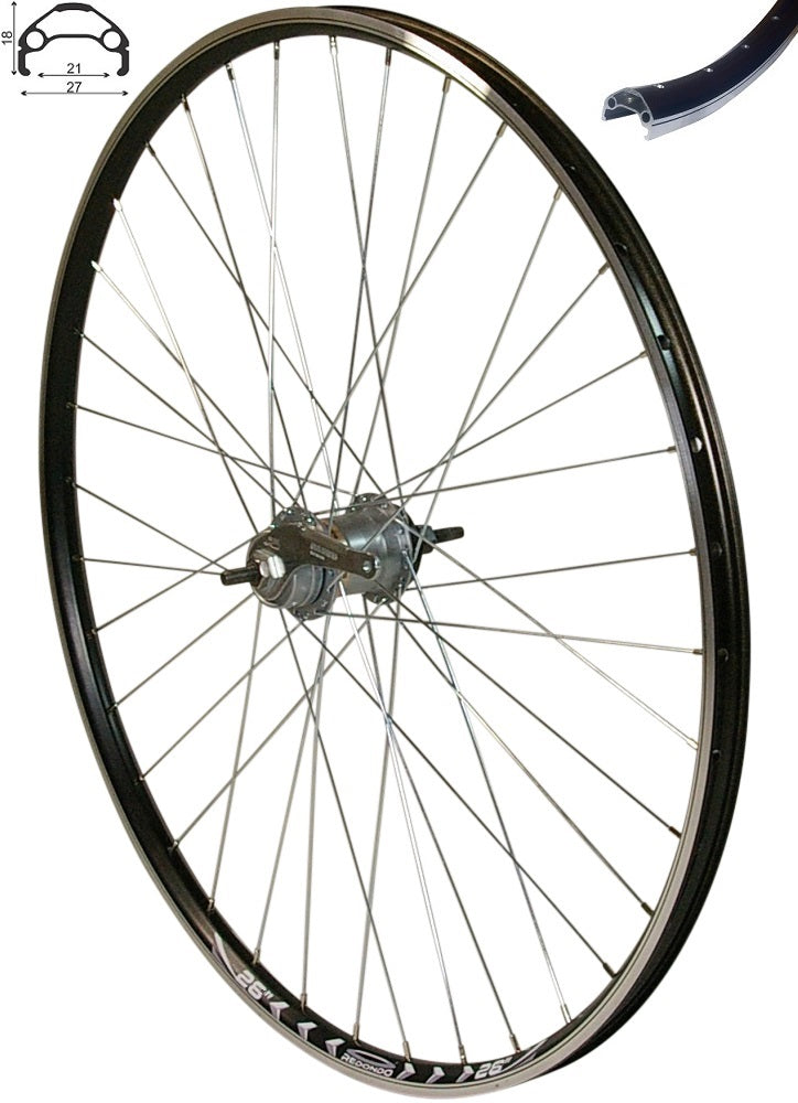 REDONDO 26 inch rear wheel black hollow chamber rim with Shimano Nexus ...